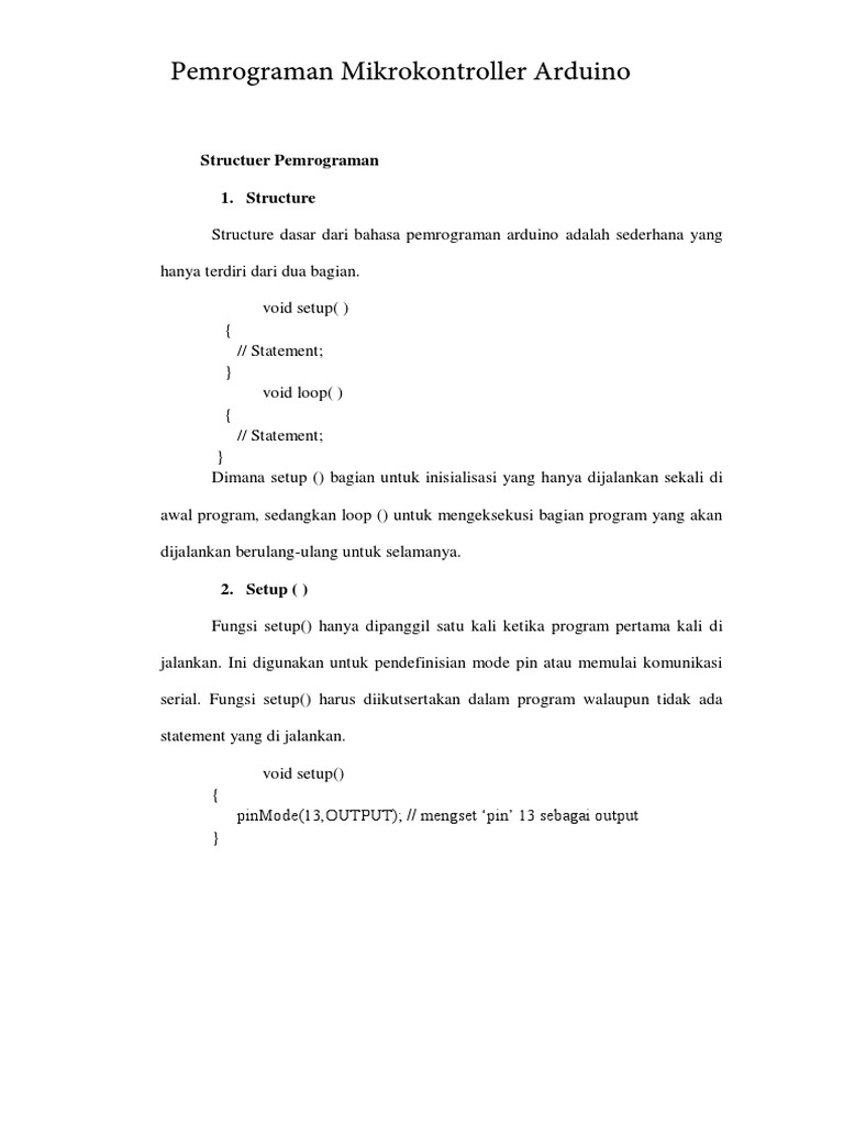 Pemrograman Dasar Arduino Pdf