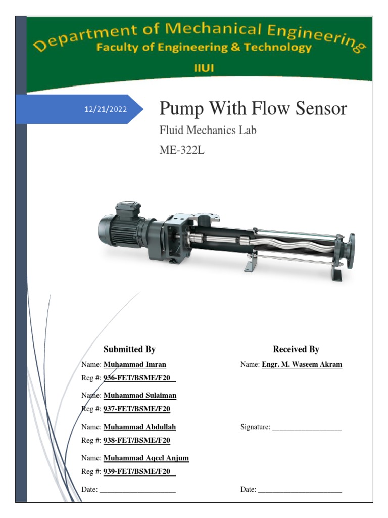 Screw Pump Analysis with Flow Sensor | PDF | Pump | Flow Measurement