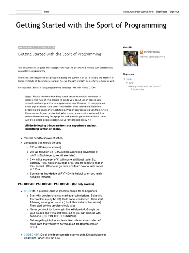 Getting Started With The Sport of Programming - Getting Started With ... Getting Started With The Sport of Programming - Getting Started With ...