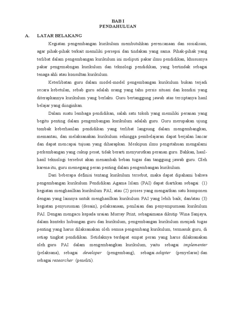 Makalah Peran Guru Dalam Pengembangan Kurikulum | PDF