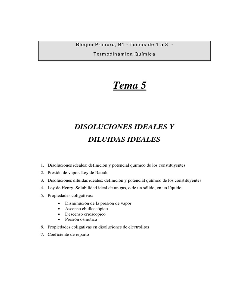 Tema 5 | PDF | Solubilidad | Ósmosis