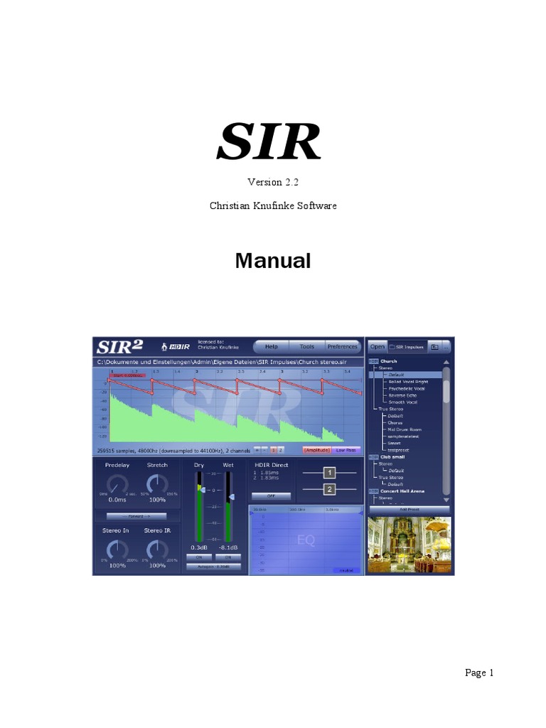 SIR2 Manual | PDF | Low Pass Filter | Computer File