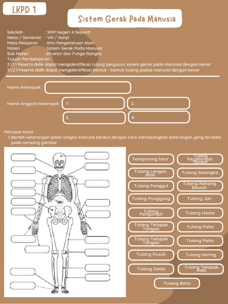 LKPD Sistem Gerak Pada Manusia | PDF
