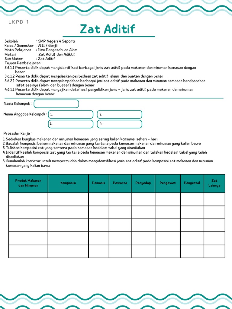 LKPD Zat Aditif | PDF