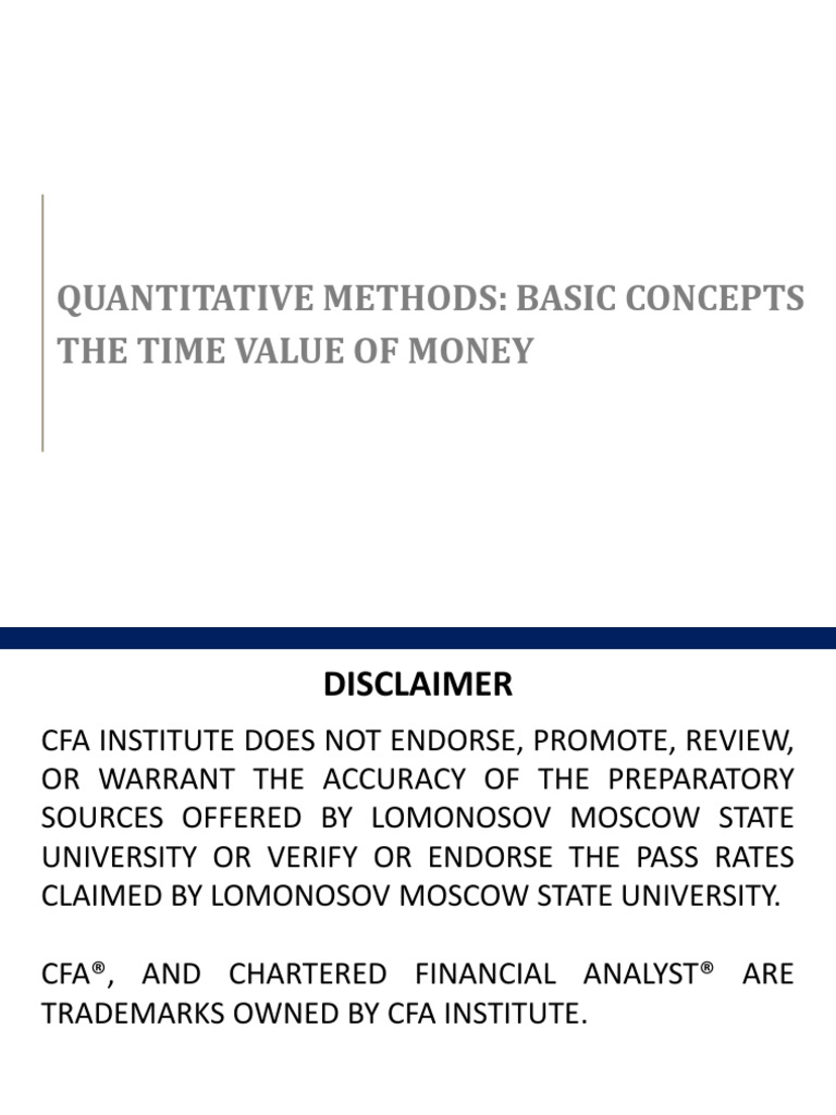 Quantitative Methods - Reading 6-9 | PDF | Mean | Internal Rate Of Return
