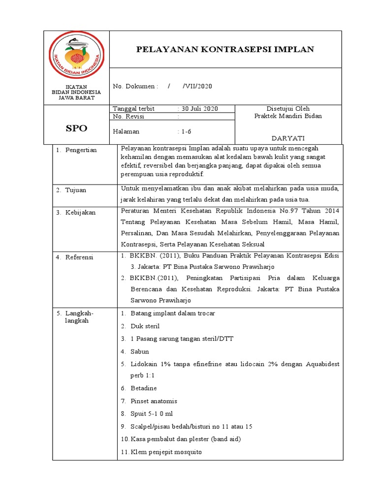 Panduan Pelayanan Kontrasepsi Implan | PDF