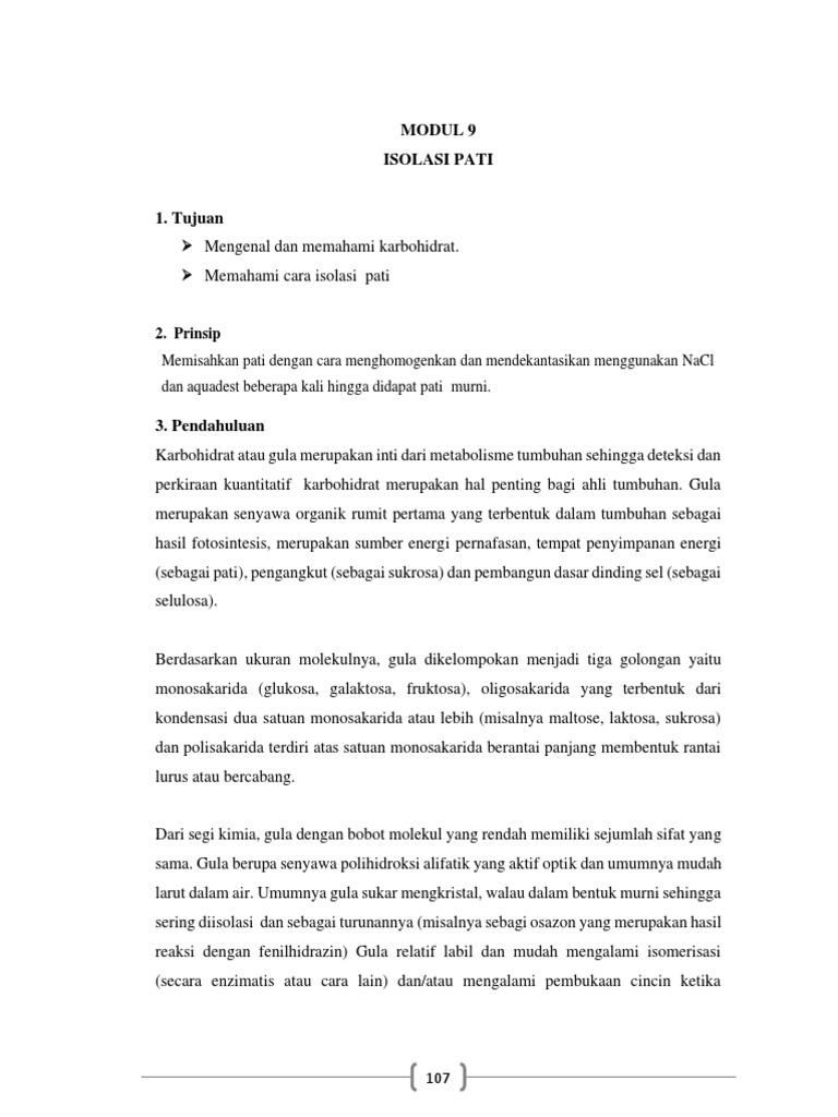 Modul Isolasi Pati | PDF