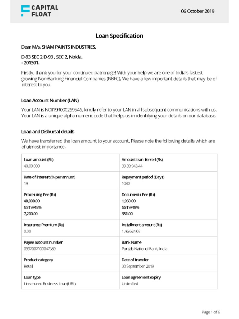 Capital Float Loan-30.09.2019 | PDF