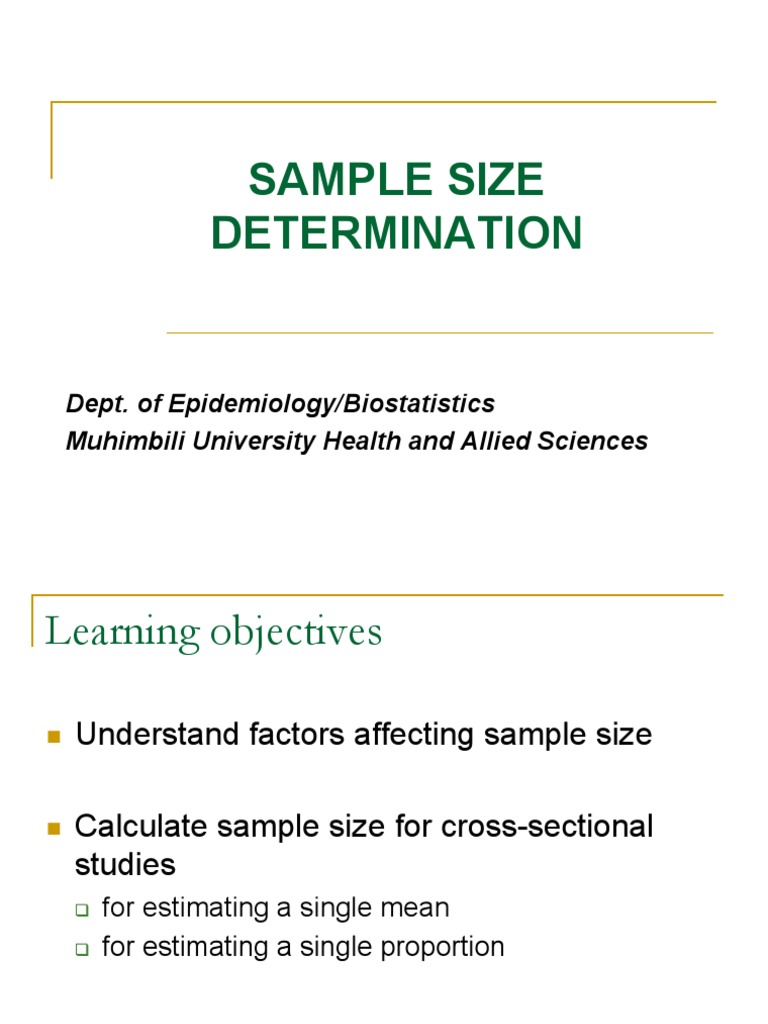 Samplesize - Ug 2021 | PDF | Sample Size Determination | Sampling (Statistics)