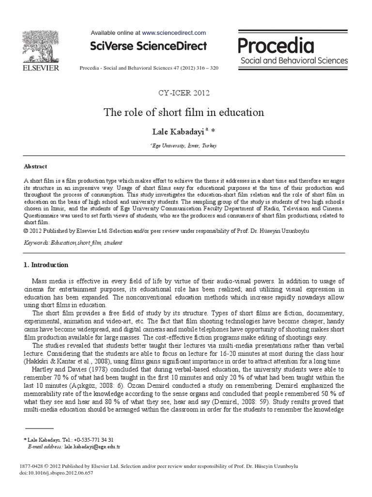 The Role of Short Film in Education | PDF | Lecture | Teaching Method