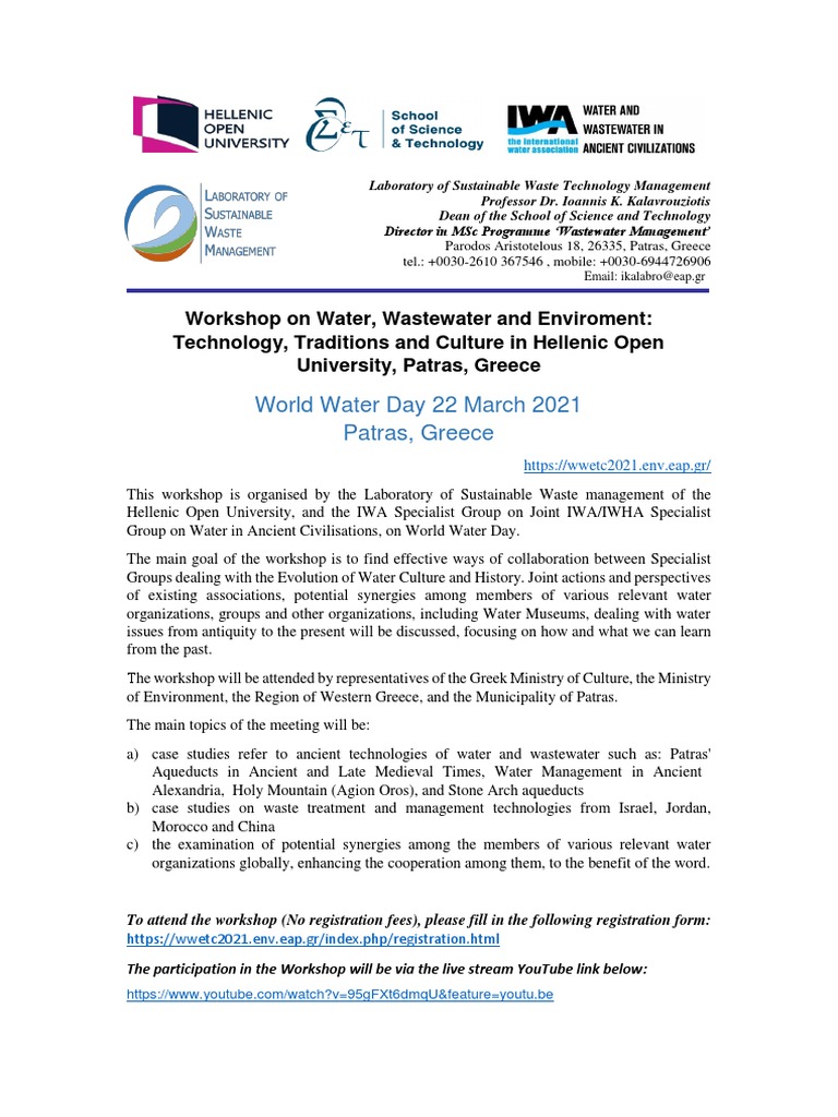 Final Announcement - WWETC2021 Workshop | PDF | Greece | Laboratories Final Announcement - WWETC2021 Workshop | PDF | Greece | Laboratories