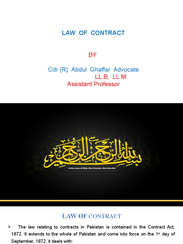 Contract Law Essentials in Pakistan | PDF | In Rem Jurisdiction ...