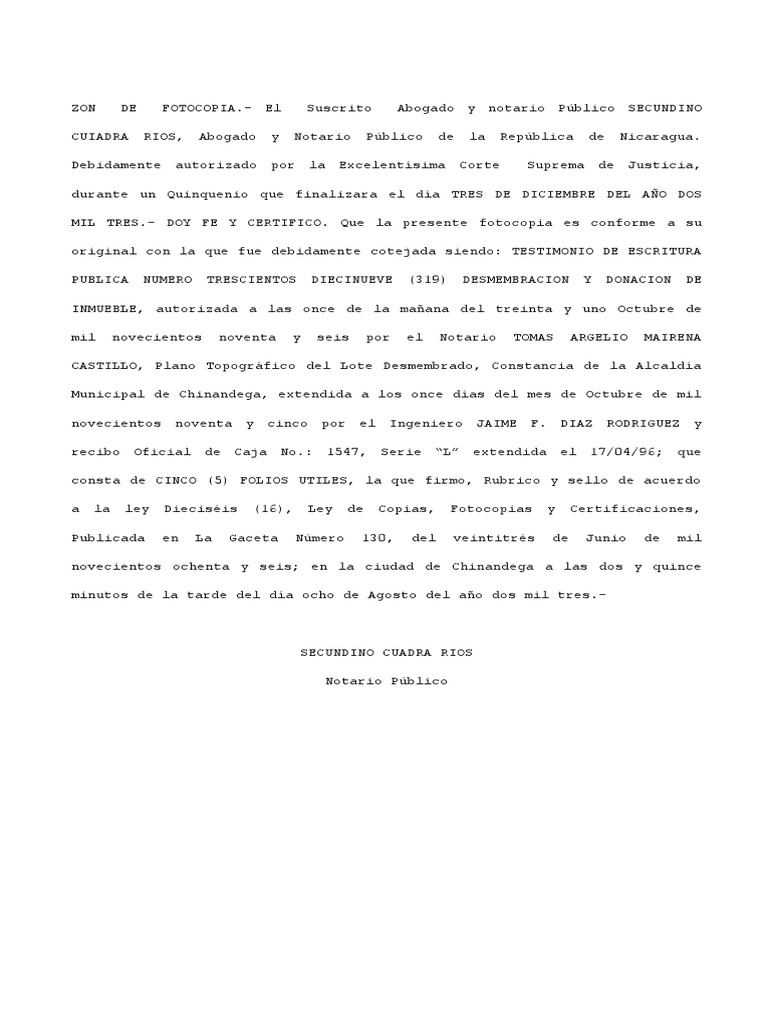 Razon de Fotocopia - Secundino Cuadra Rios Nicaragua | PDF