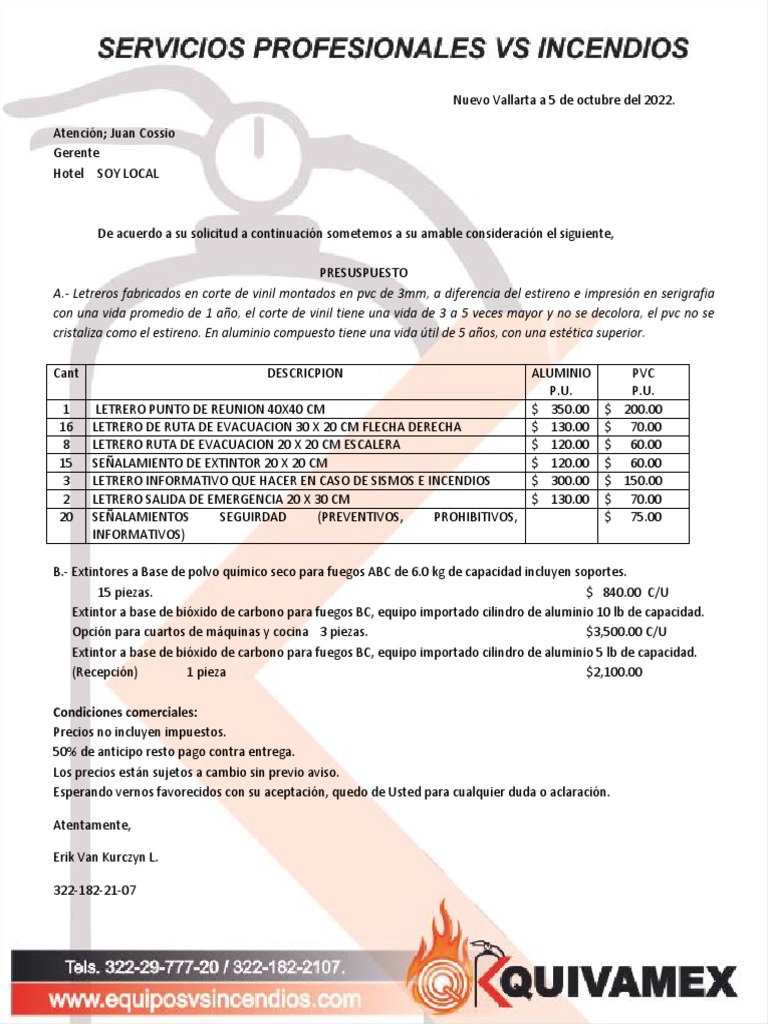 Cotización Extintores y Señalamientos | PDF