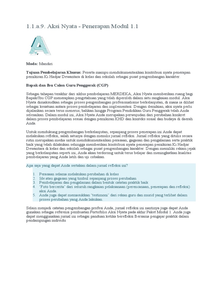 Aksi Nyata Modul 1.1 | PDF