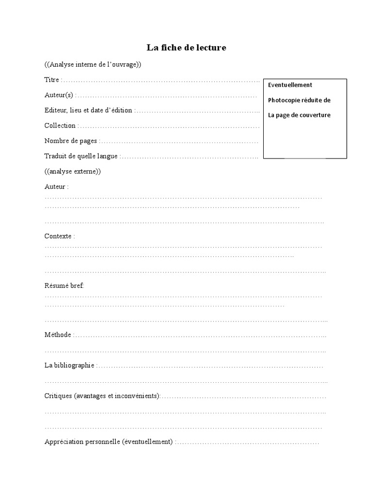 La Fiche de Lecture | PDF