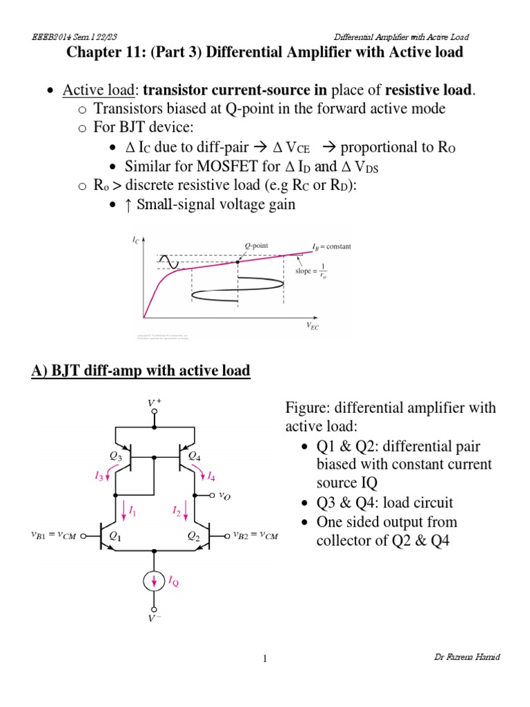 Chapter 11 Part 3 Differential Amplifier With Active Load | PDF | Amplifier | Bipolar Junction ...