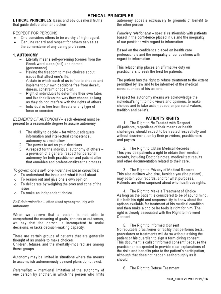 Ethical Principles | PDF | Informed Consent | Autonomy
