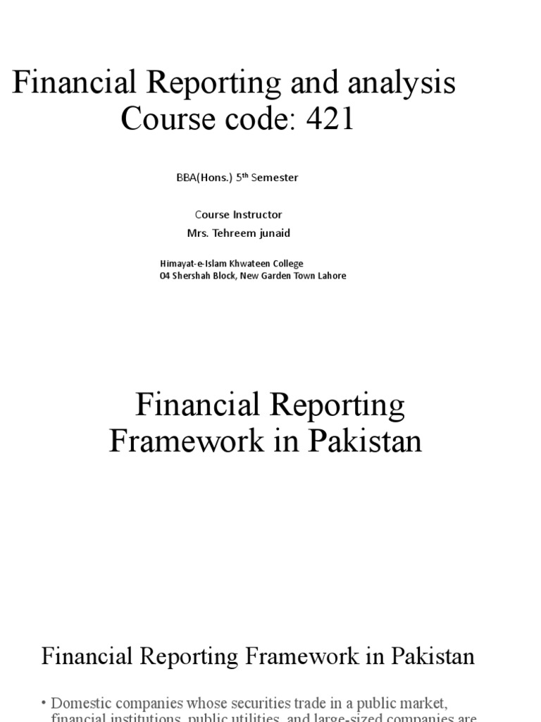 Financial Reporting Standards in Pakistan | PDF | International ...