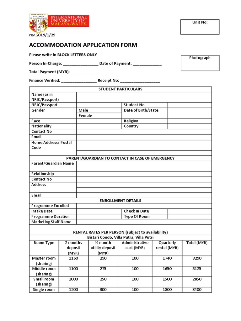 Accomodation Application Form | PDF | Private Law | Government