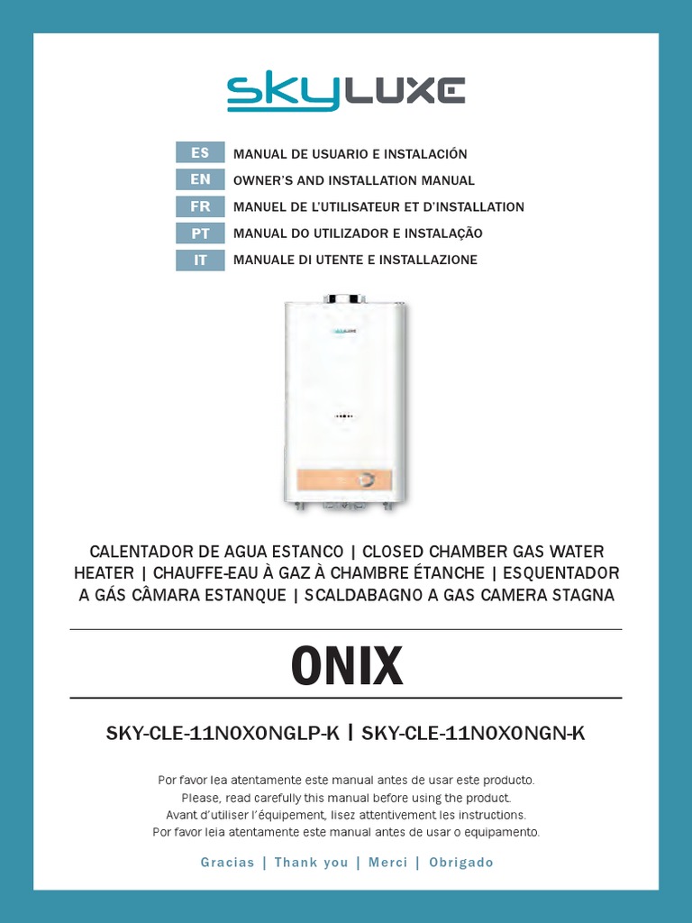 Calentador Estanco Gas Onix 11l GL | PDF | Agua | Tornillo