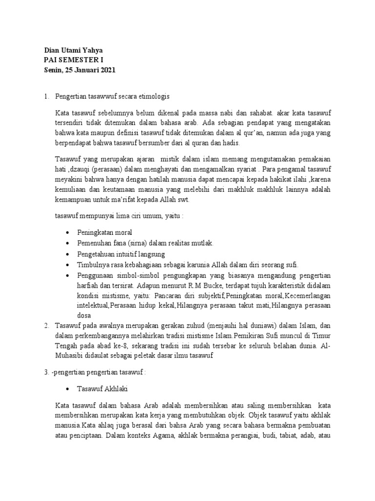 UAS Akhlak Tasawuf Dian Utami | PDF
