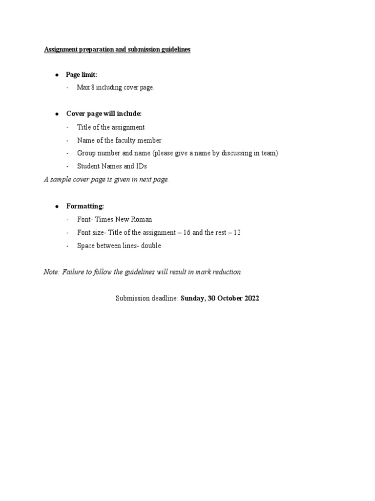 Assignment Guidelines & Cover Page Template (Batch 22) | PDF