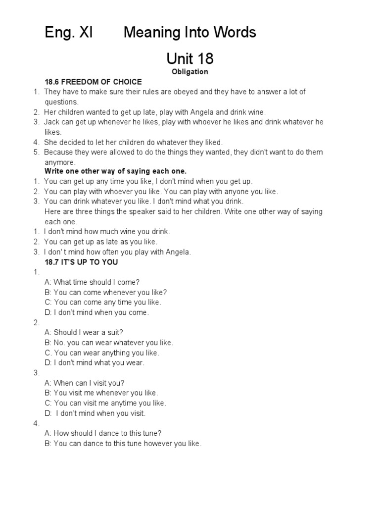 Eng. XI, U18 Meaning Into Words | PDF
