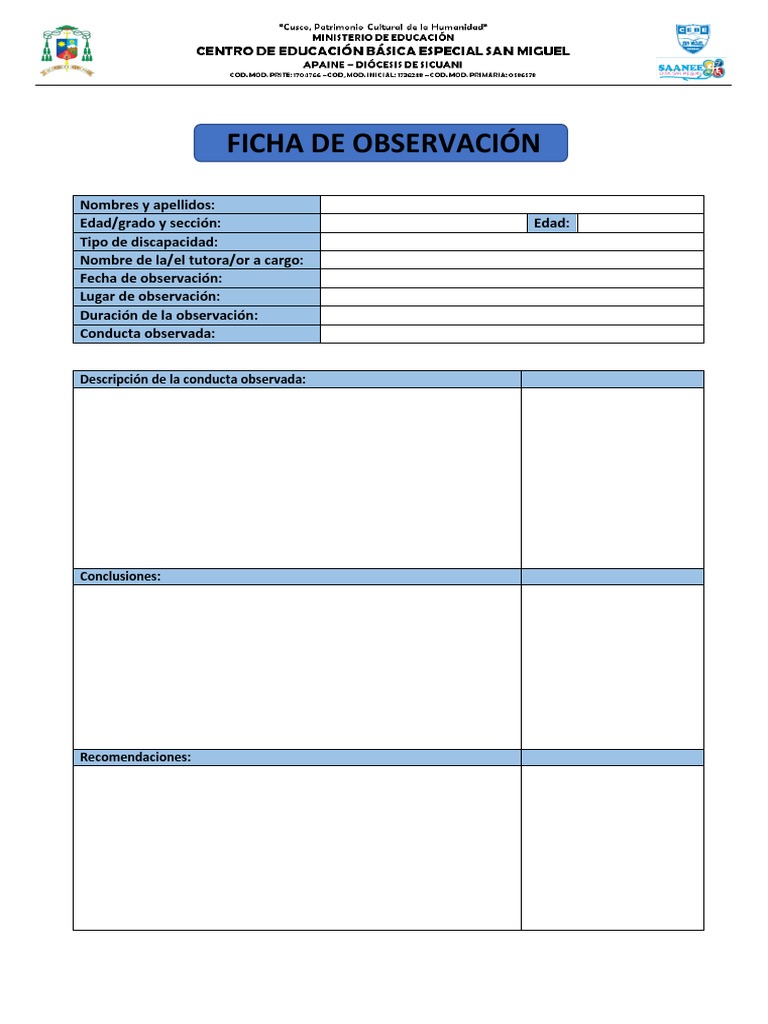Ficha de Observación | PDF