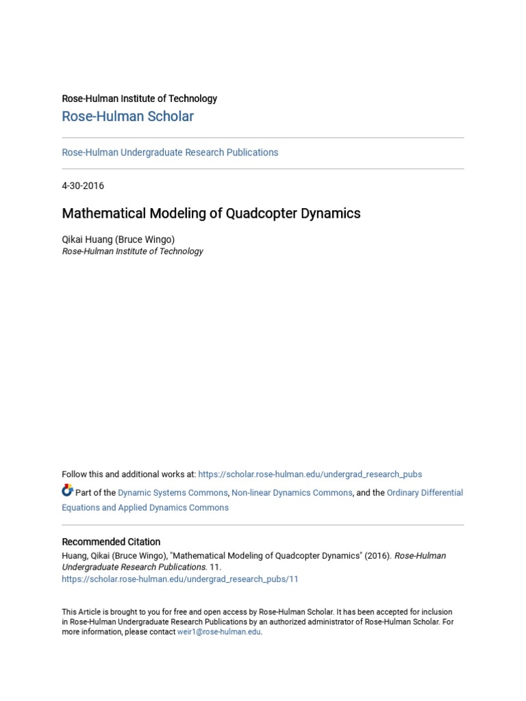 Mathematical Modeling of Quadcopter Dynamics | PDF | Lie Groups | Matrix (Mathematics)