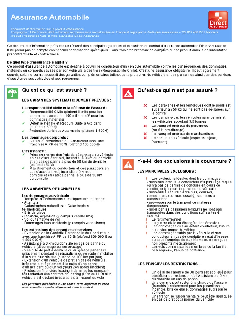 Document d'Information Assurance Auto | PDF | Assurance | Assurance ...