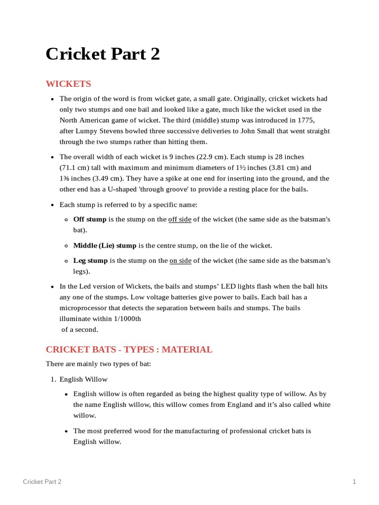 Cricket Part 2 | PDF | Cricket | Bowling (Cricket)