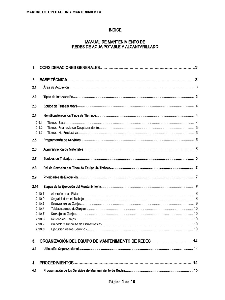 Manual de Operacion y Mantenimiento Plantilla | PDF | Alcantarillado | Agua