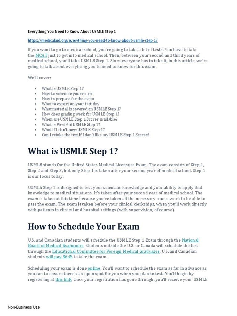 Everything You Need To Know About USMLE Step 1 | PDF | United States ...