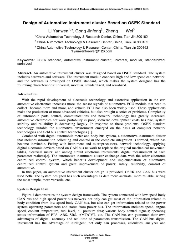 Design of Automotive Instrument Cluster Based On OSEK Standard | PDF ...