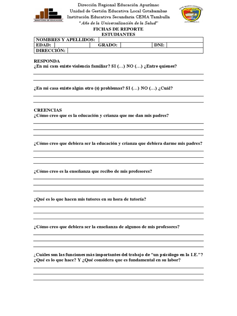 Fichas de Estudiantes | PDF