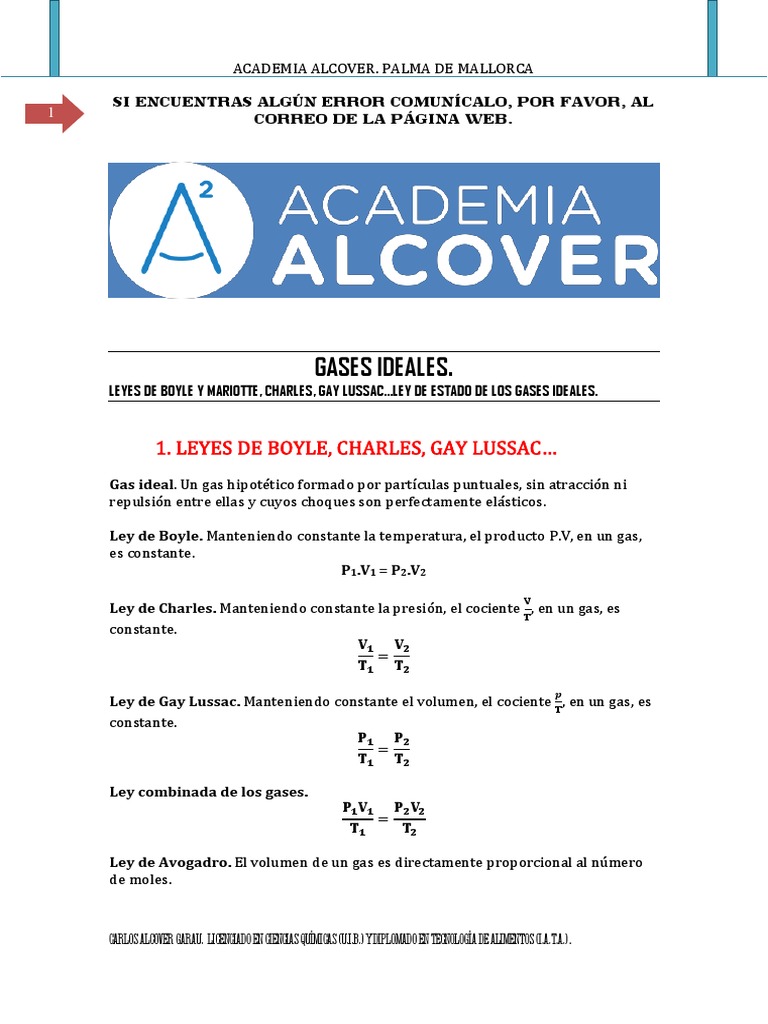 Leyes de Gases Ideales y Ejercicios | PDF | Gases | Pascal (Unidad)