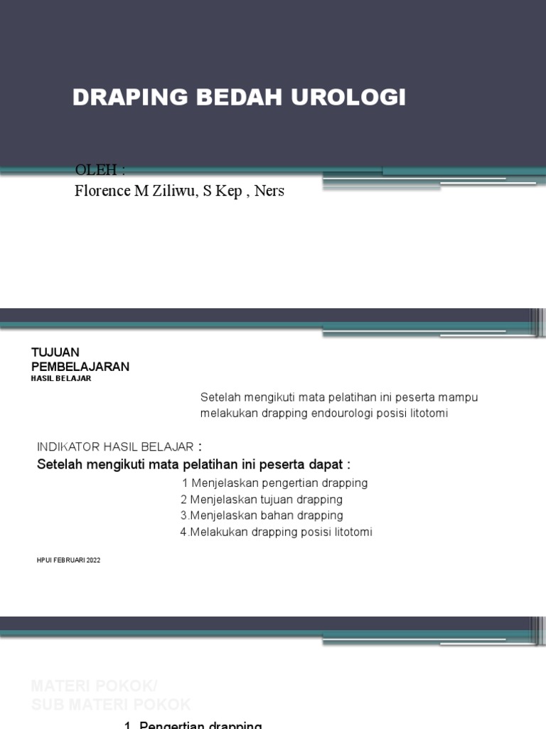 Hari 1 - Drapping Bedah Urologi Dan Posisi Bedah Urologi - Ns. Florence Ziliwu, S.Kep | PDF