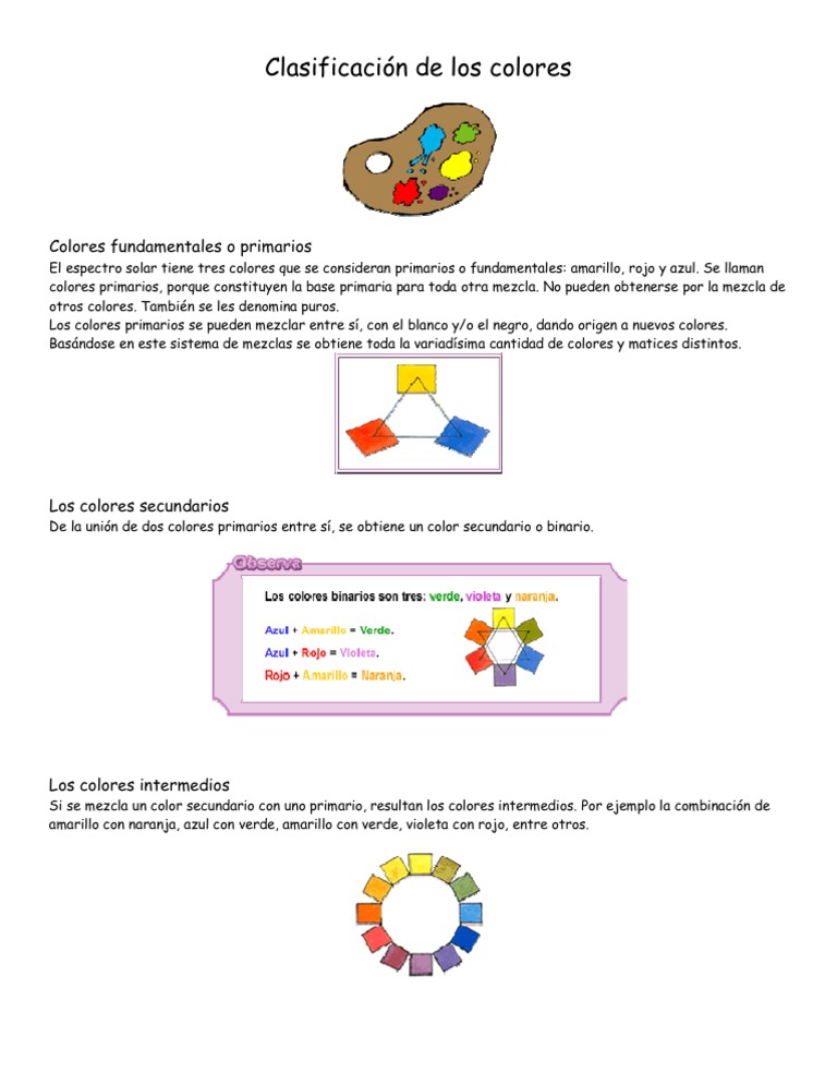 Clasificación y mezcla de colores | PDF