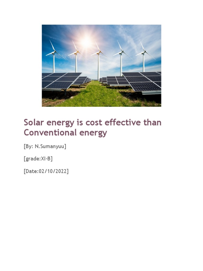 Solar Energy Is Cost Effective Than Conventional Energy | PDF | Solar ...