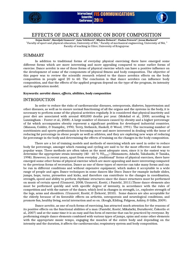 Effects of Dance Aerobic On Body Composition | PDF | Adipose Tissue ...