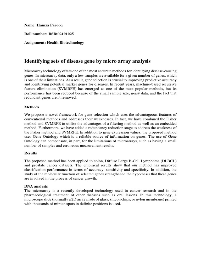Health Biotech Assignment | PDF | Dna Microarray | Dna