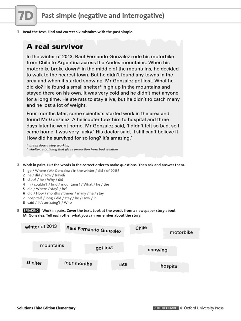 7d Past Simple (Negative and Interrogative) | PDF