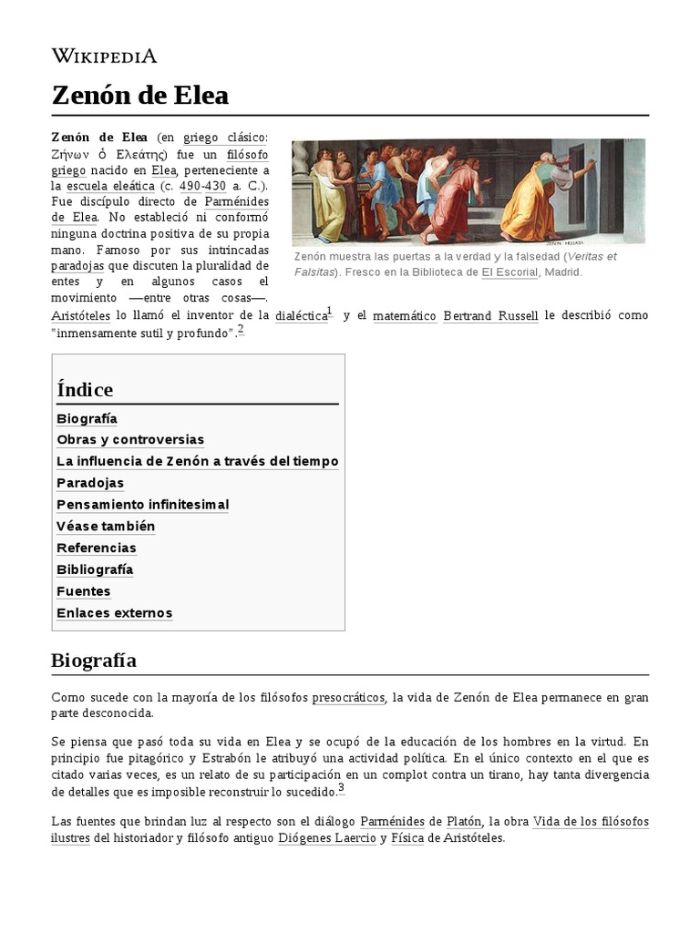Zenón de Elea | PDF | Filosofía griega antigua