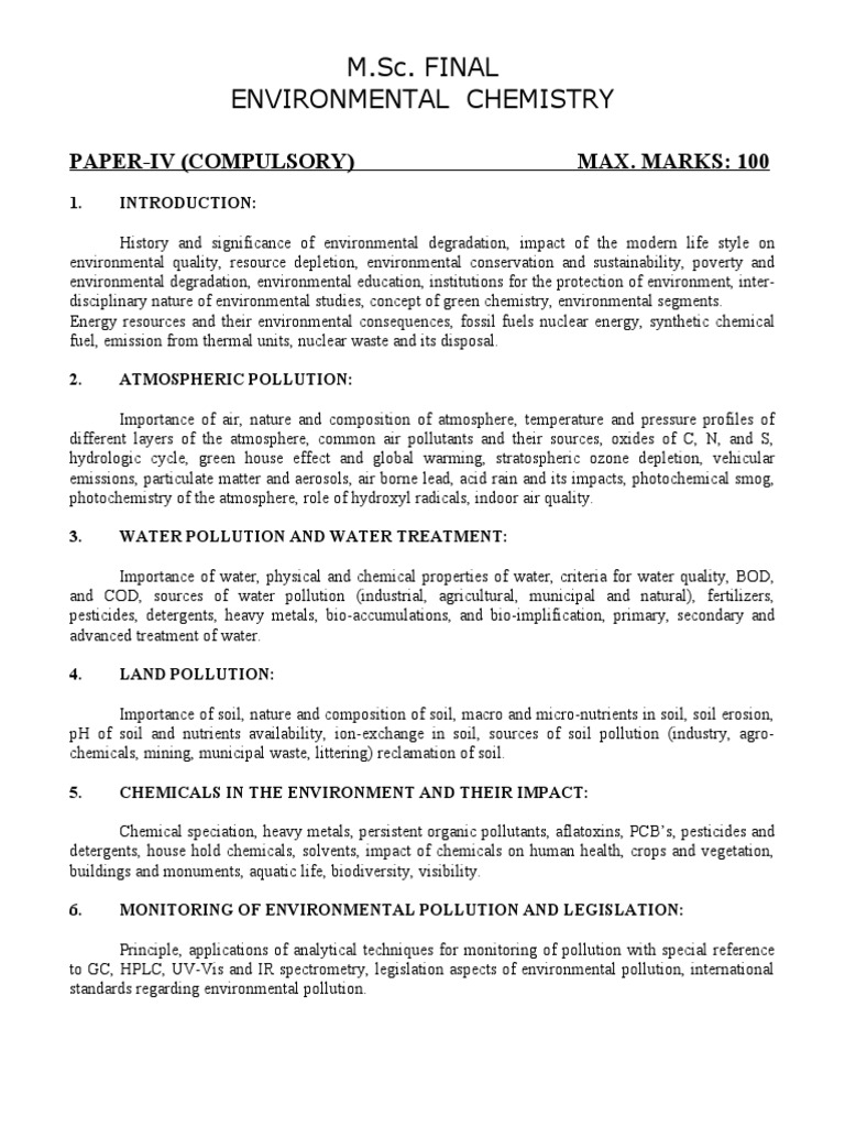 Environmental Chemistry | PDF | Soil | Water Pollution