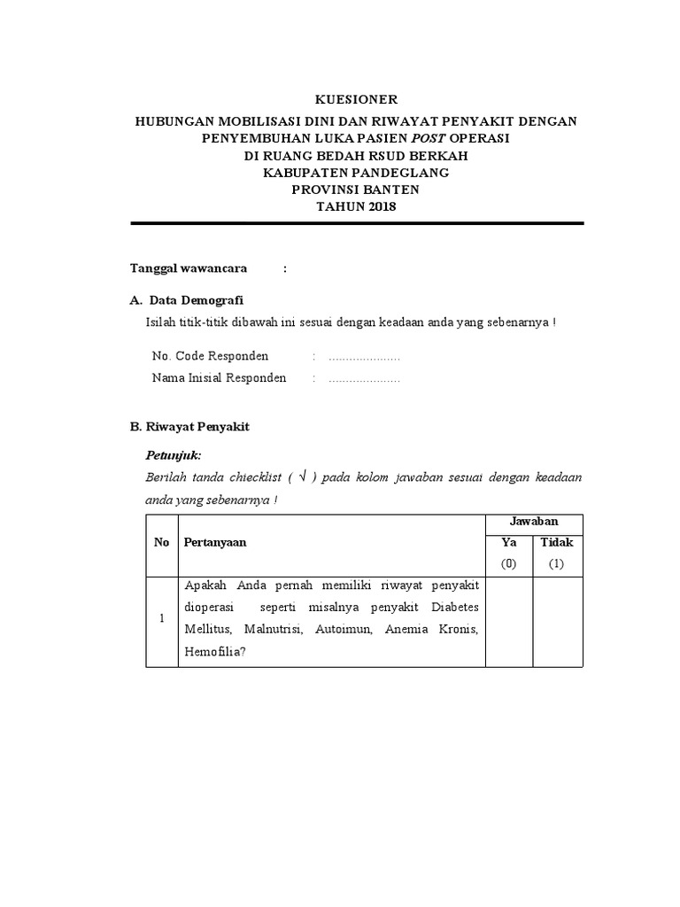 KUESIONER PENELITIAN (Doni) | PDF