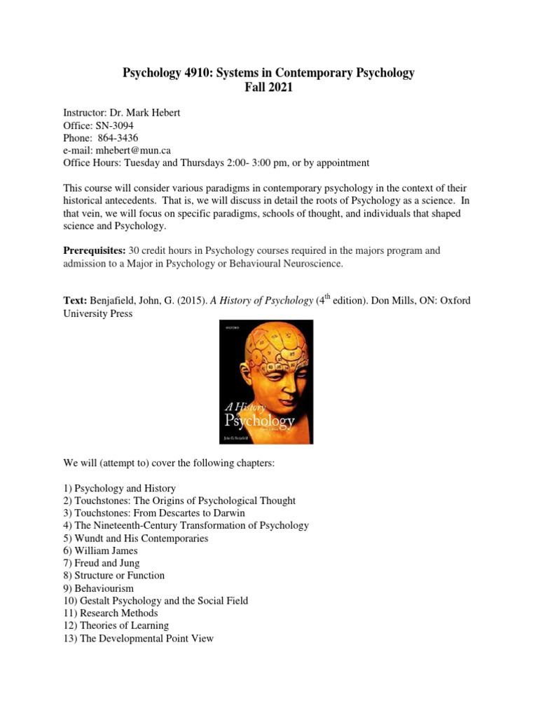 PSYC 4910 Fall 2022 Course Syllabus | PDF | Psychology | Cognitive Science