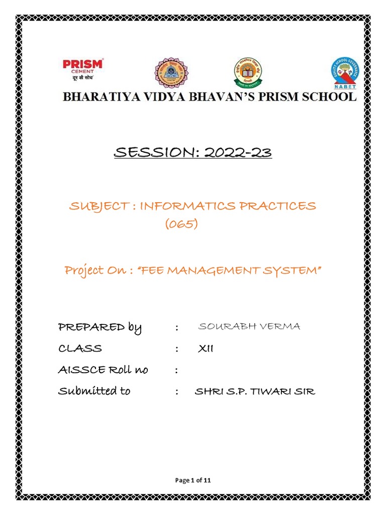 Fee Management (Sourabh Verma) | PDF | Computer Architecture | Software Development