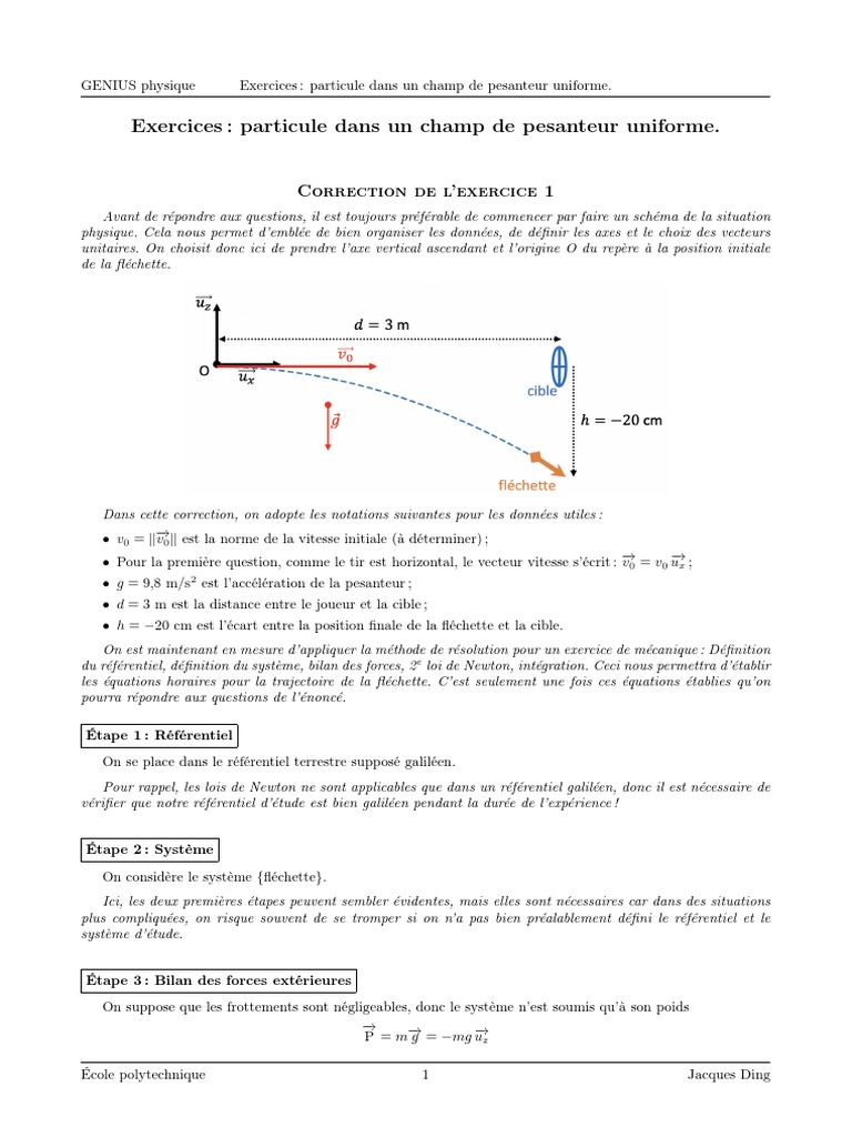 Exercices sur le mouvement en pesanteur | PDF | Lois du mouvement de ...