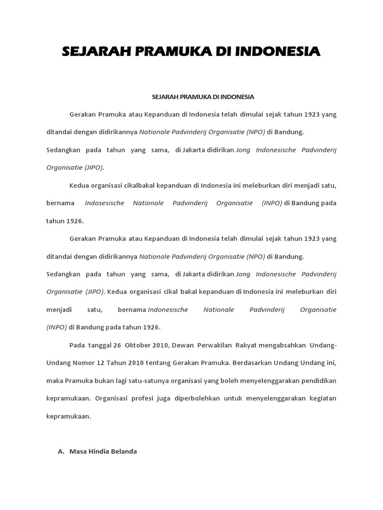 Sejarah Pramuka Di Indonesia | PDF